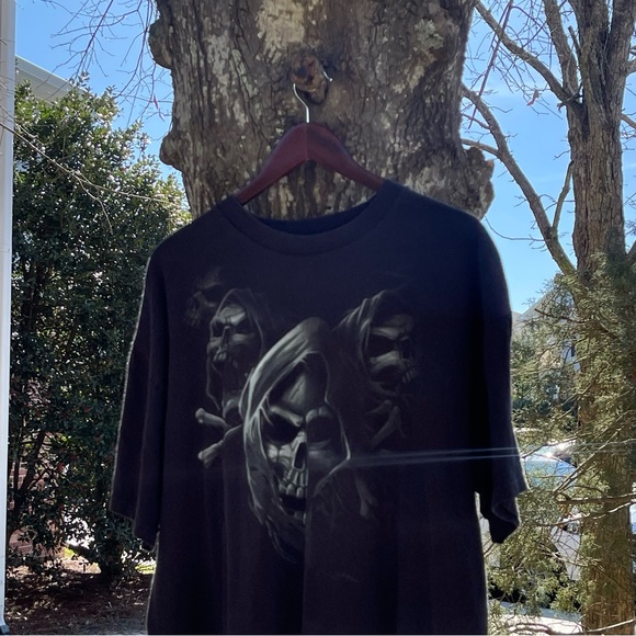 American Vintage | Shirts | Vintage 200scyber Y2k Grunge Skull Pile ...